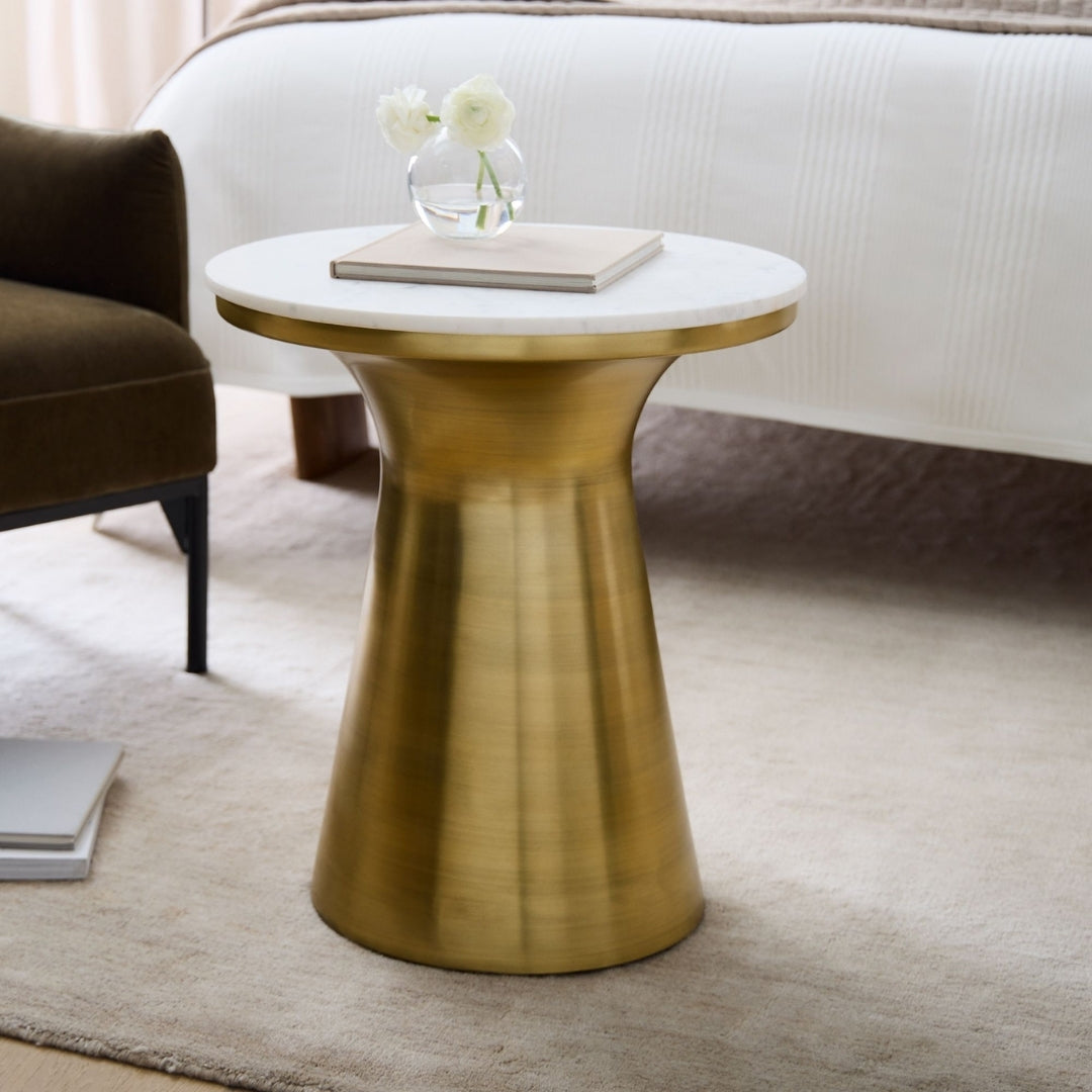 Buy Golden Bloom Pedestal Side Table Online | Spaceven